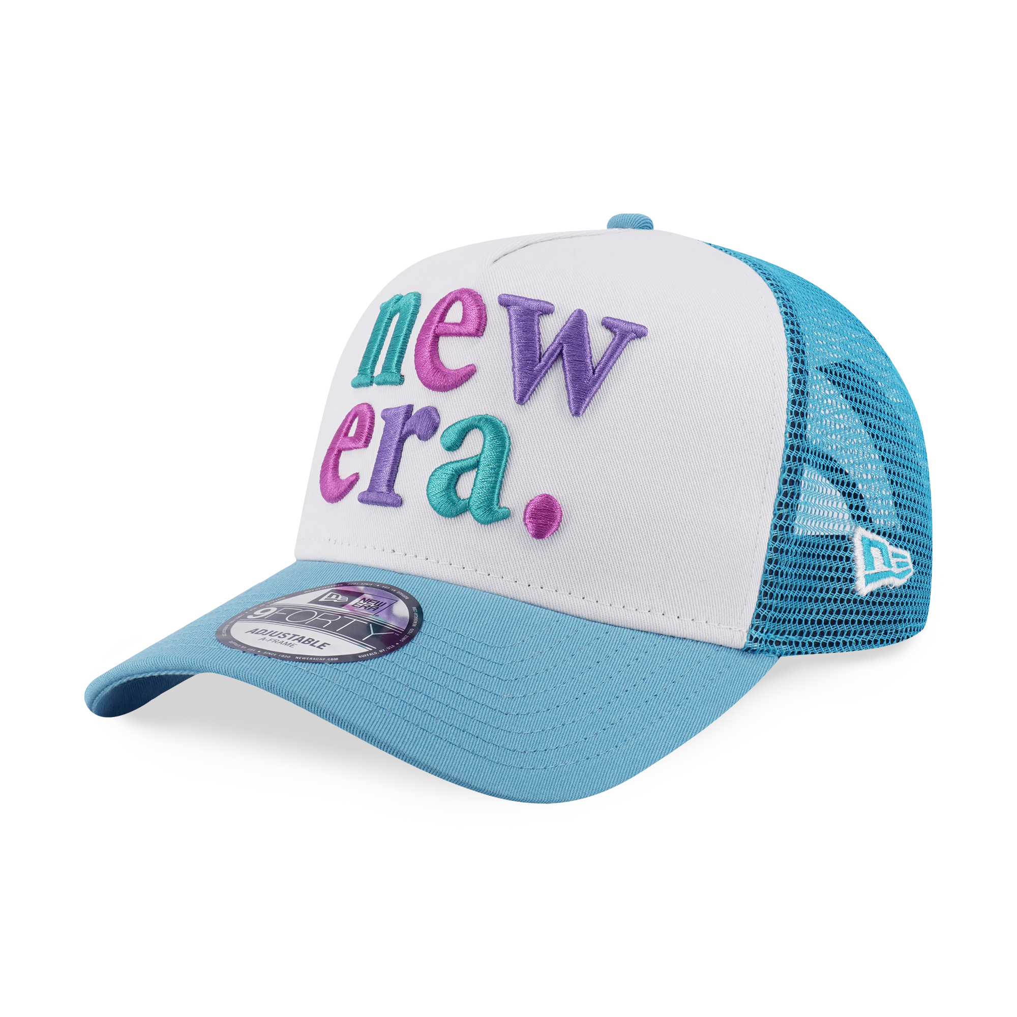 New Era 9FORTY A-Frame 90s Vibe White Blue Foam Adjustable Cap ...