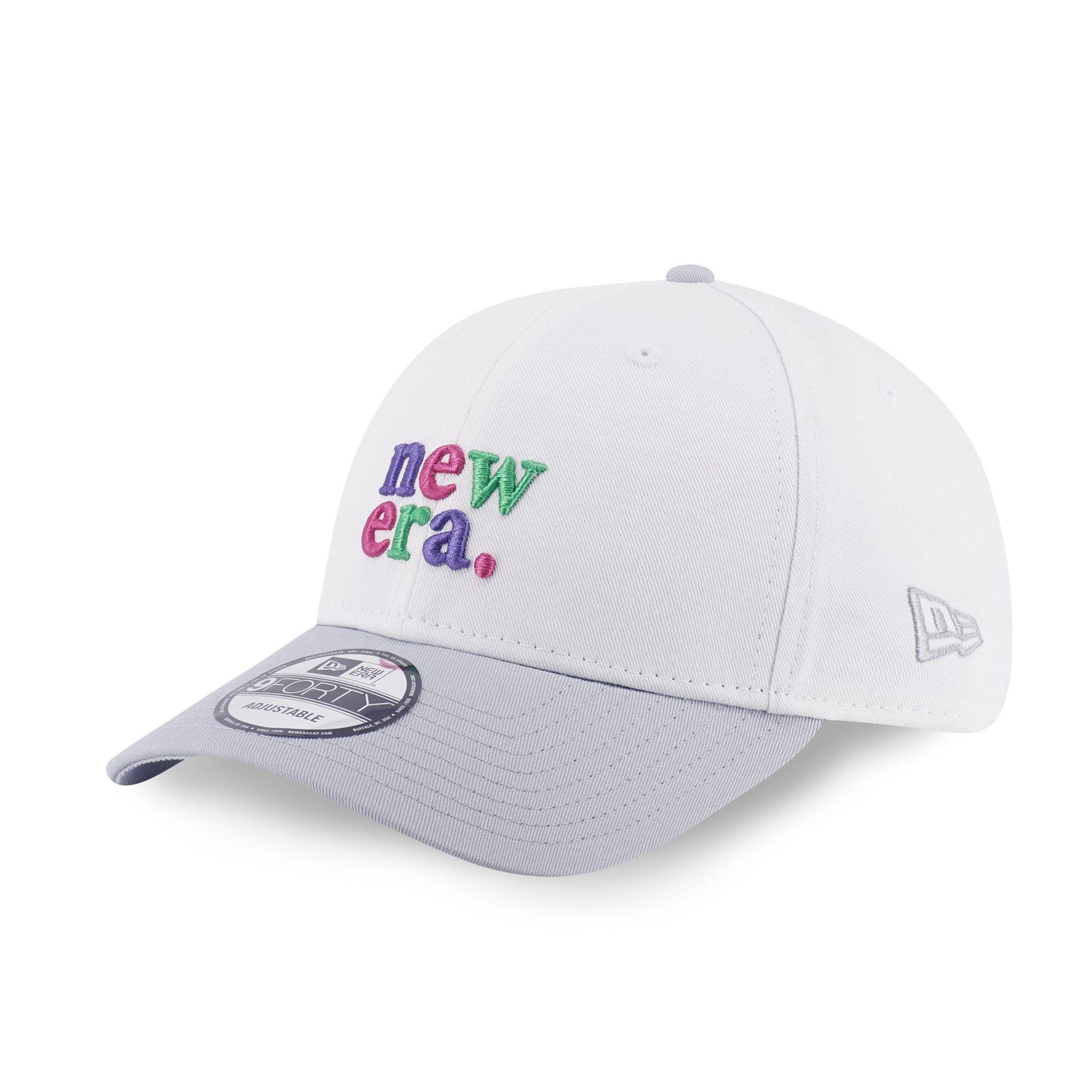 New Era 9FORTY Wordmark 90s Vibe White Dolphin Gray Adjustable Cap ...